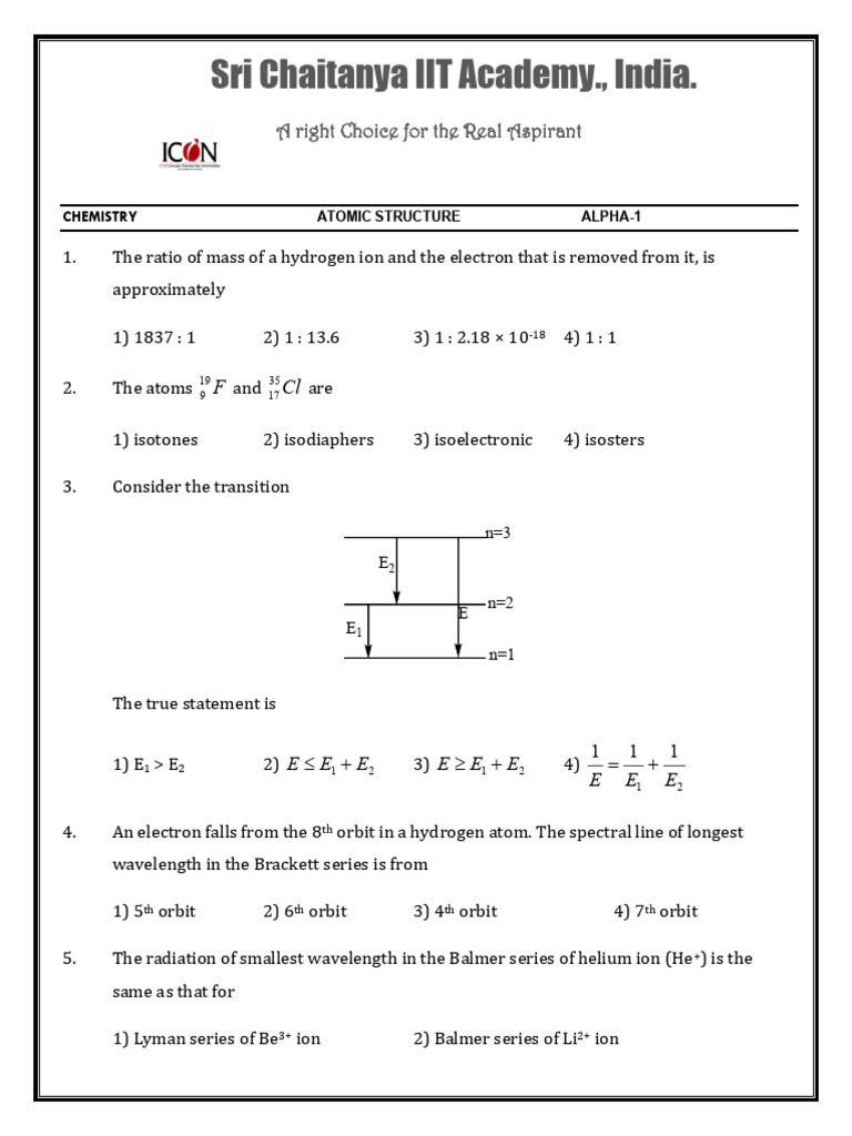 DPP (Atomic Structure) 250501 142527 | PDF | Atomic Orbital | Electron