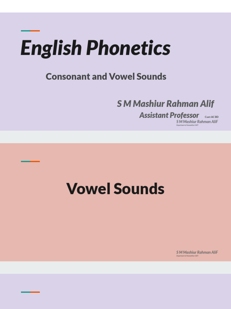 Vowel Sounds | PDF