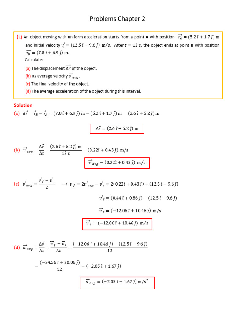 Kinematics Problems and Solutions | PDF | Dynamics (Mechanics ...
