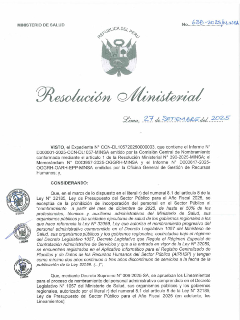 Resolucion Ministerial N 638 2025 Minsa | PDF