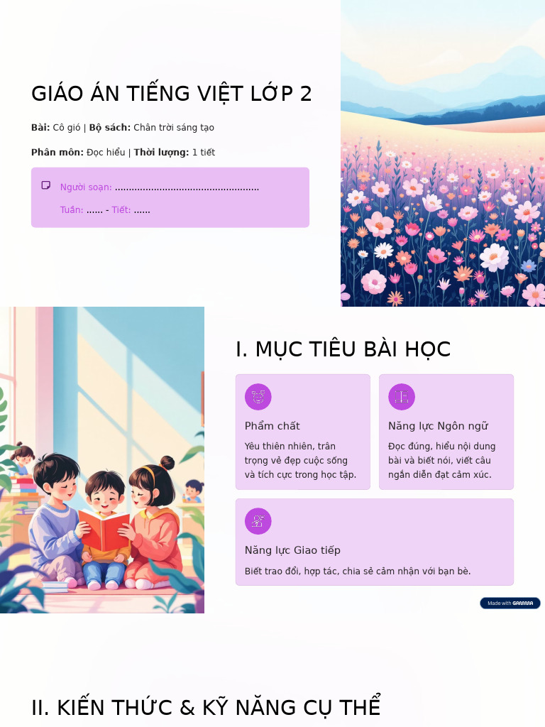 Giao An Tieng Viet Lop 2 | PDF
