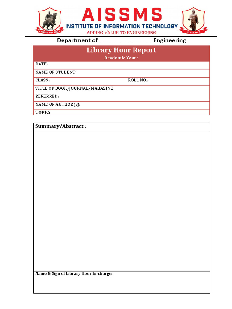 Library Hour Report Format | PDF