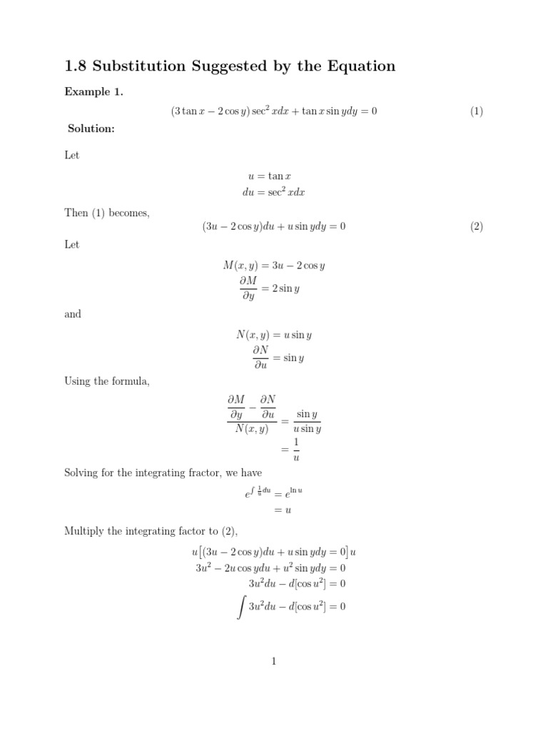 Differential Equations with Substitution | PDF | Mathematics | Subtraction