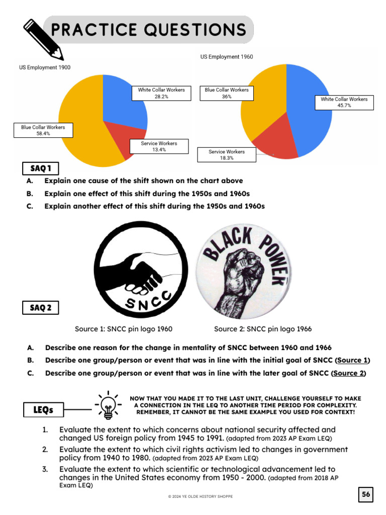 AP History LEQ and SAQ Study Guide | PDF | James Madison | Federalist Party