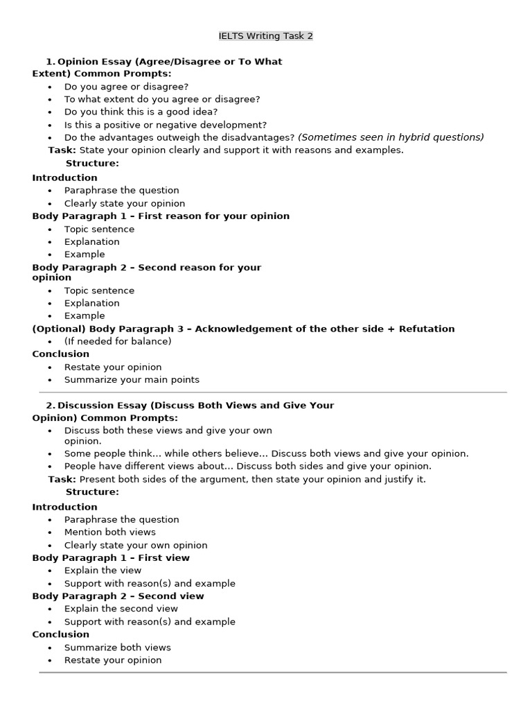IELTS Writing Task 2 Essay Types Guide | PDF | News | Teachers
