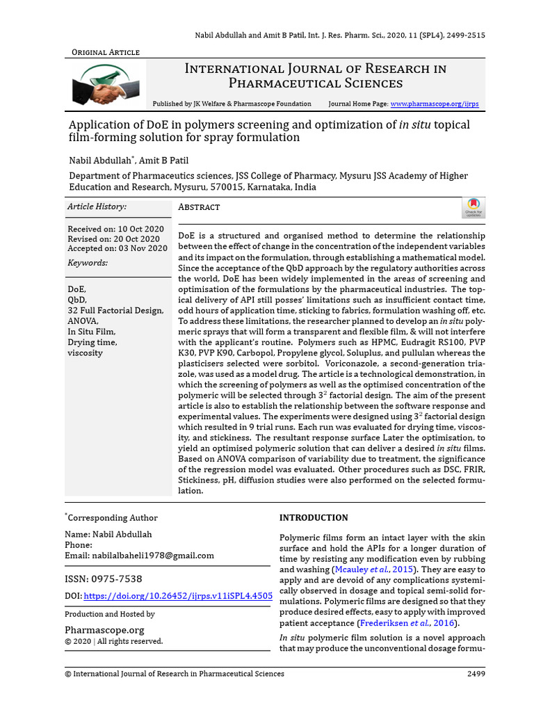 Application of DoE in Polymers Screening | PDF | Topical Medication ...