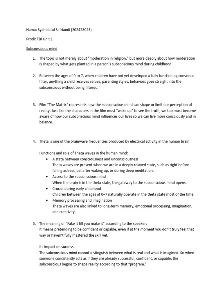Subconscious Mind Safri | PDF