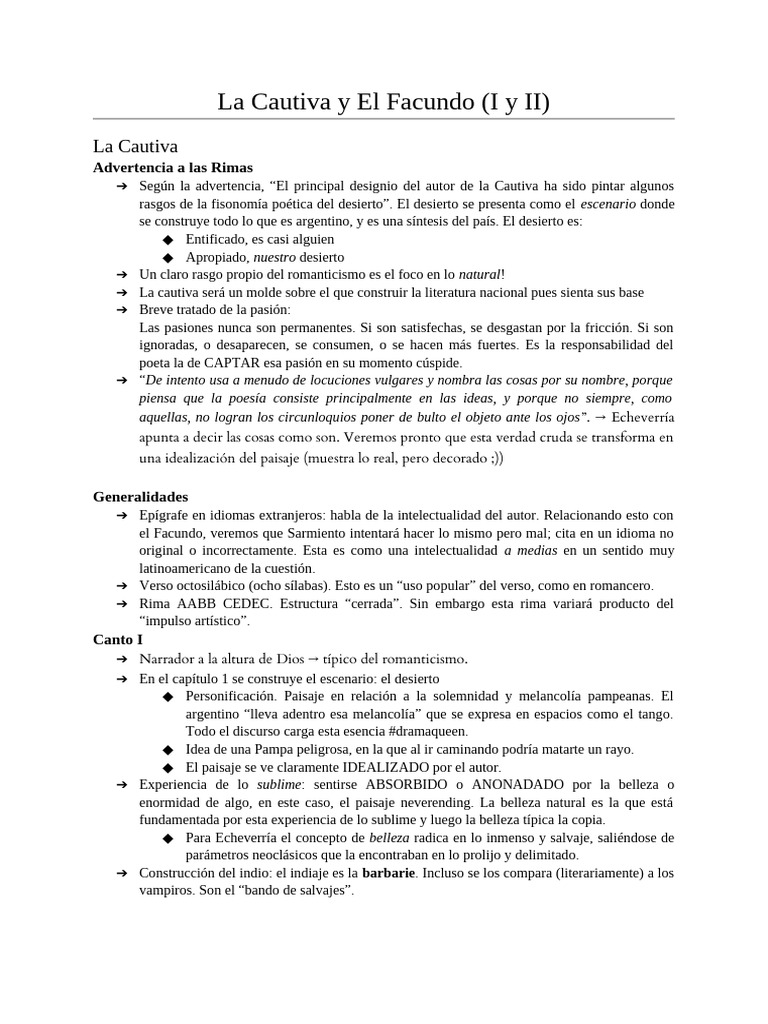 Análisis de "La Cautiva" y "El Facundo" | PDF | Poesía