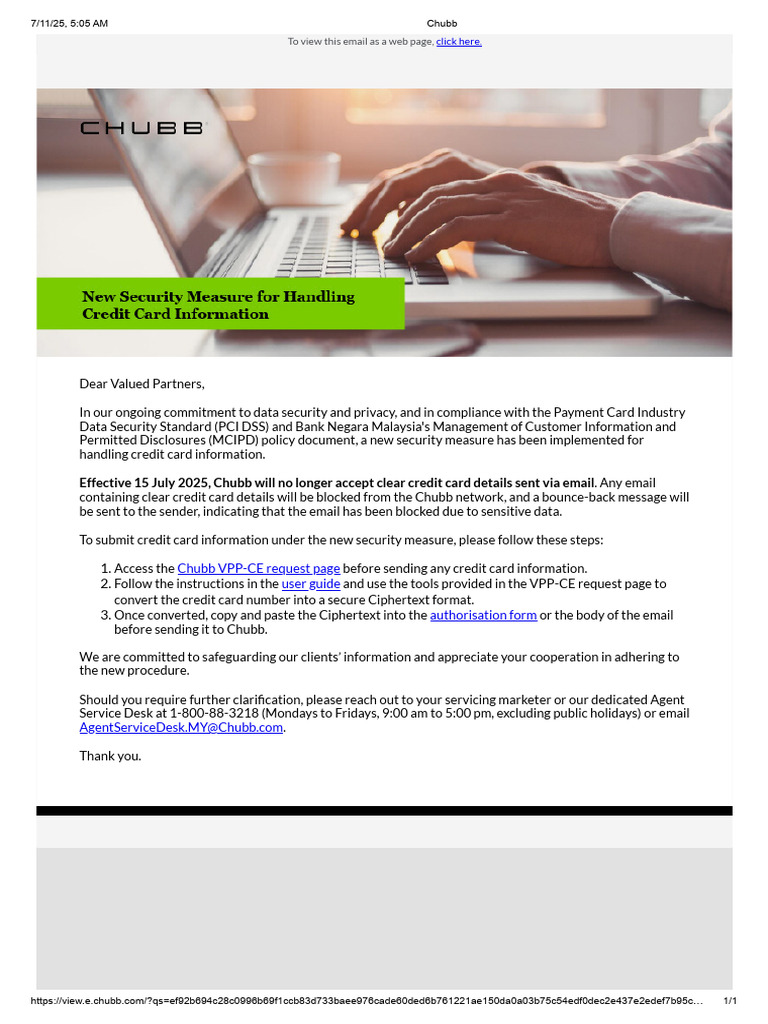 Chubb - Credit Card Authorization Form | PDF