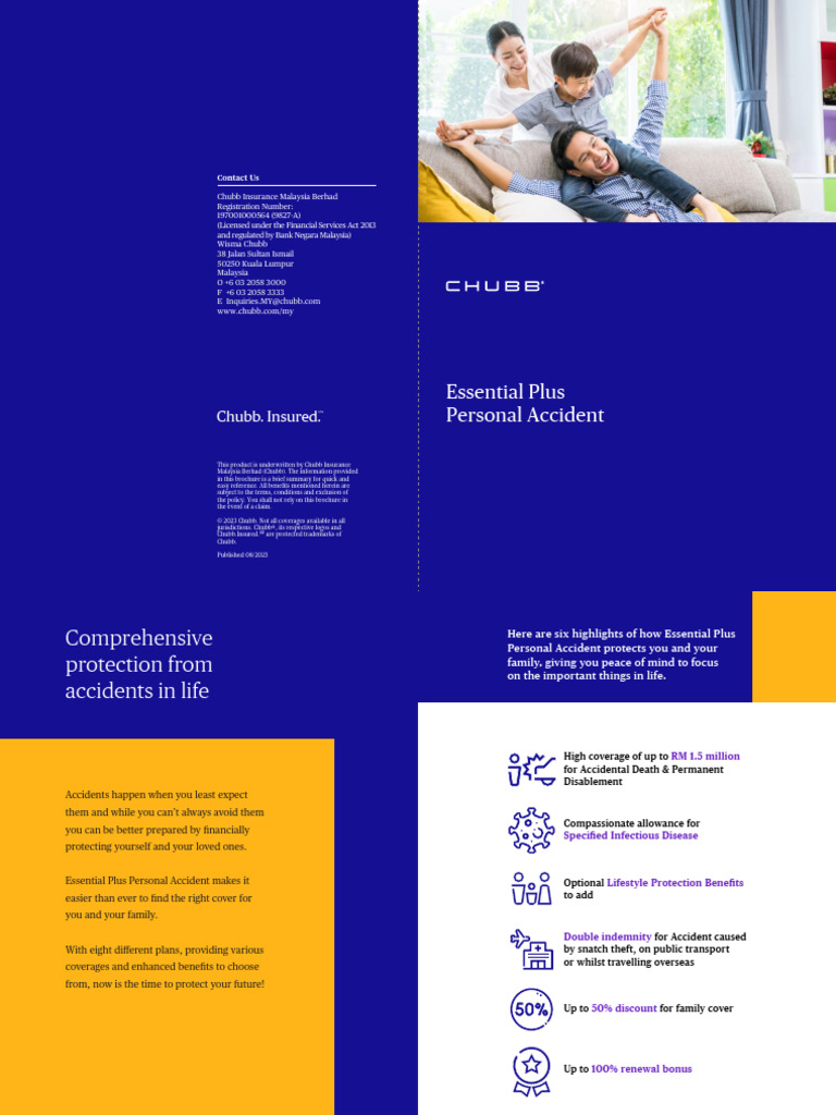 Chubb Essential Plus Personal Accident Plan | PDF | Insurance | Indemnity