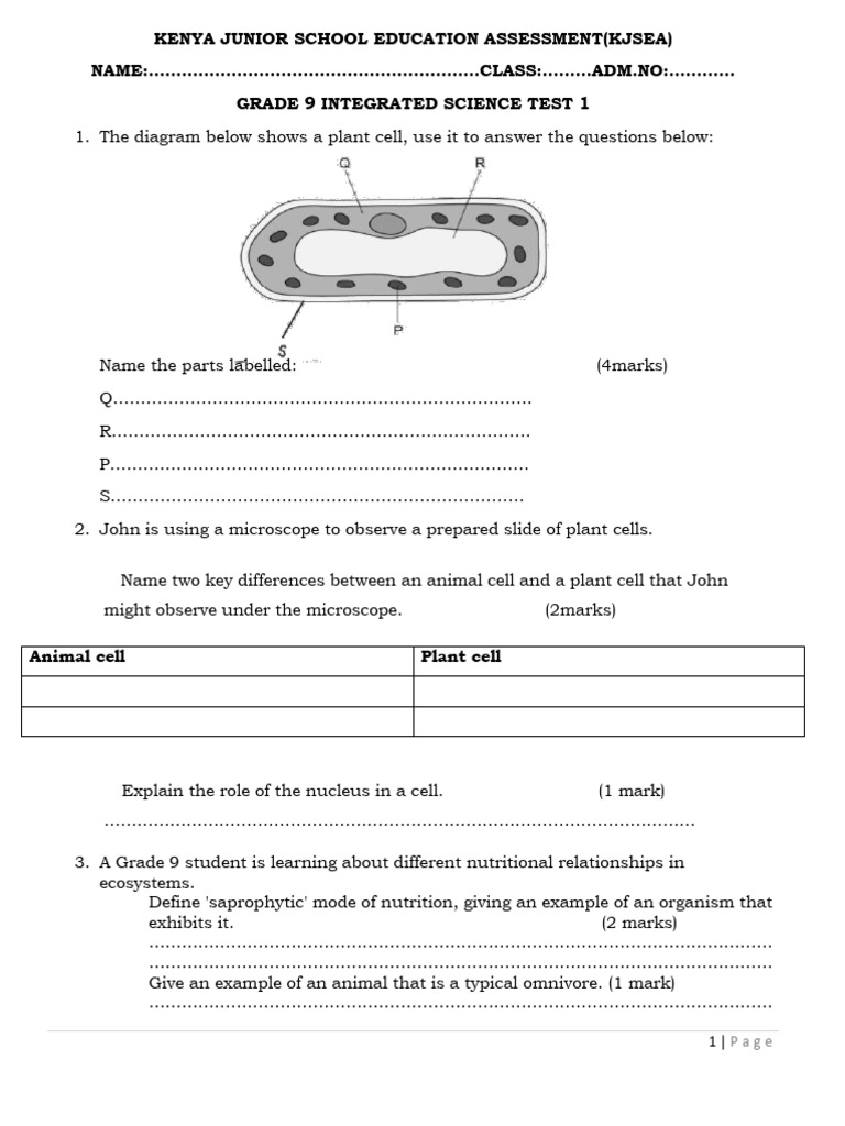 Integrated Science Test 1 | PDF | Petal | Biology