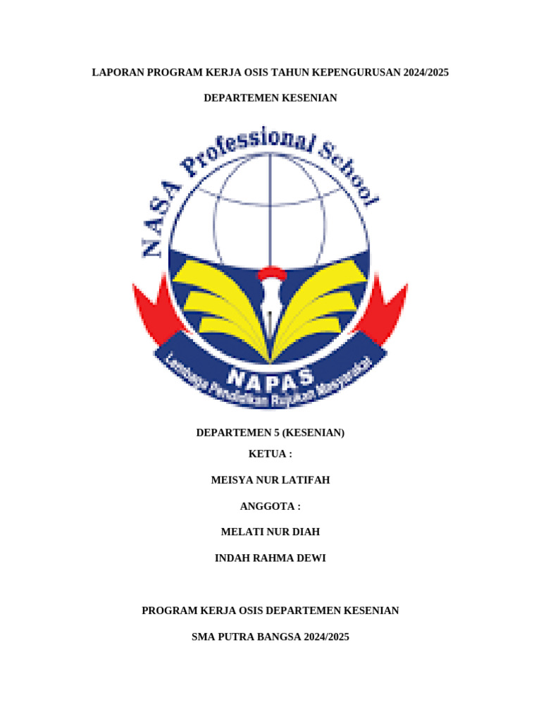 LAPORAN PROGRAM KERJA OSIS DEPT 5 TAHUN KEPENGURUSAN 2024 (1)-1 | PDF