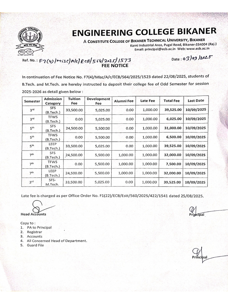 Fee Notice 1 | PDF