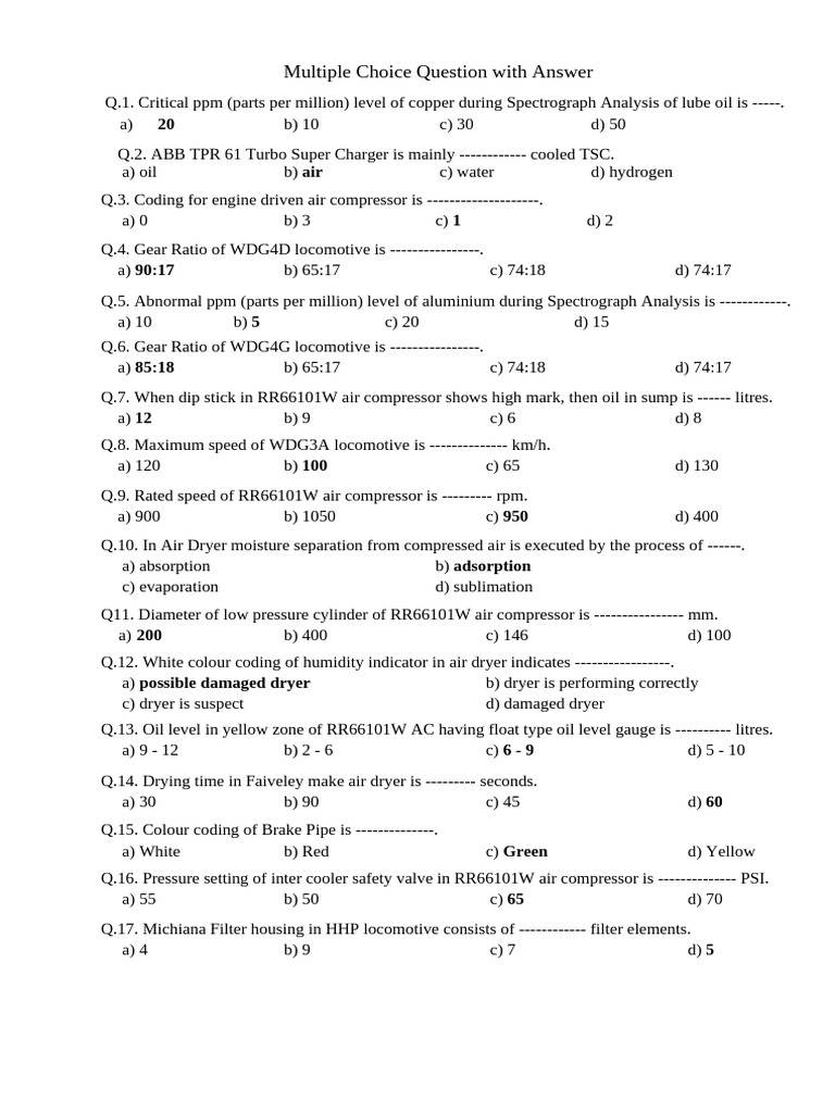 Sample MCQ With Answer | PDF | Engines | Mechanical Engineering