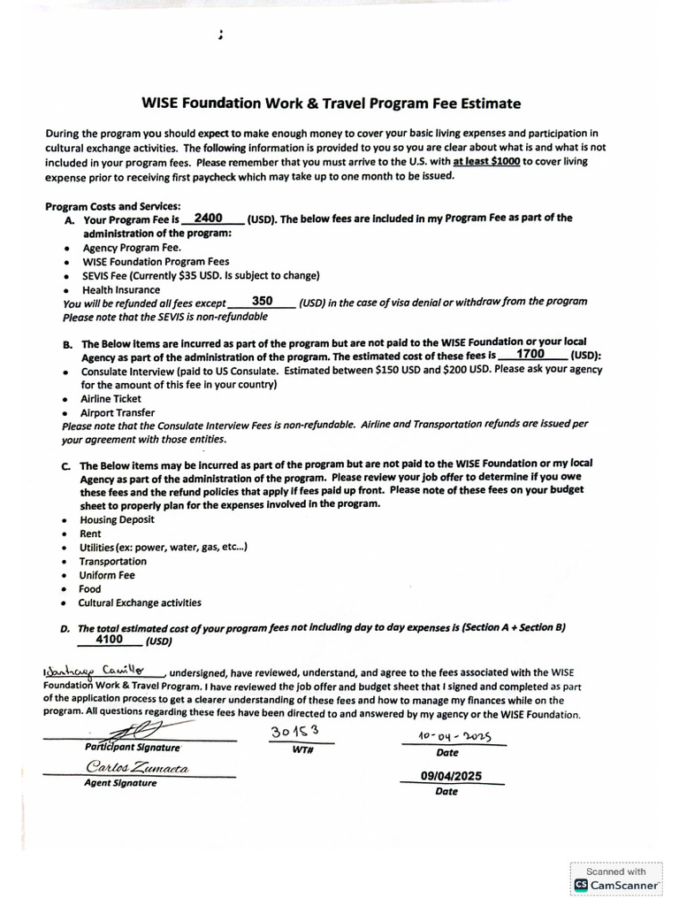 Fee Worksheet | PDF