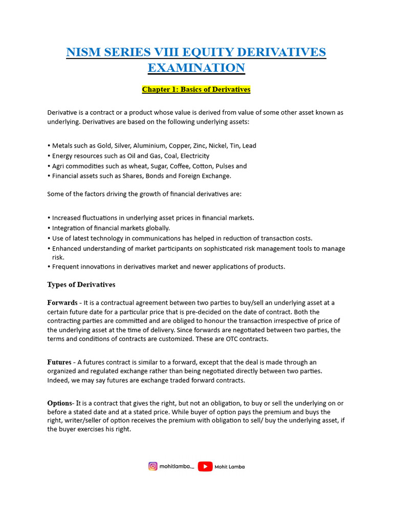 NISM Equity Derivatives Chp1 | PDF | Derivative (Finance) | Swap (Finance)