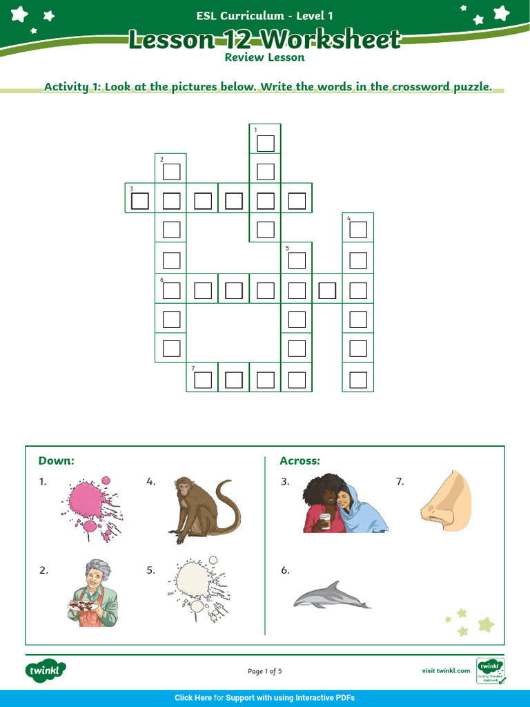 Lesson 12 - Level 1 Interactive Worskheet | PDF