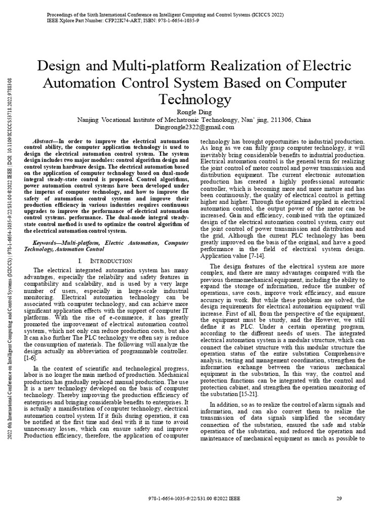 Design and Multi-Platform Realization of Electric Automation Control ...