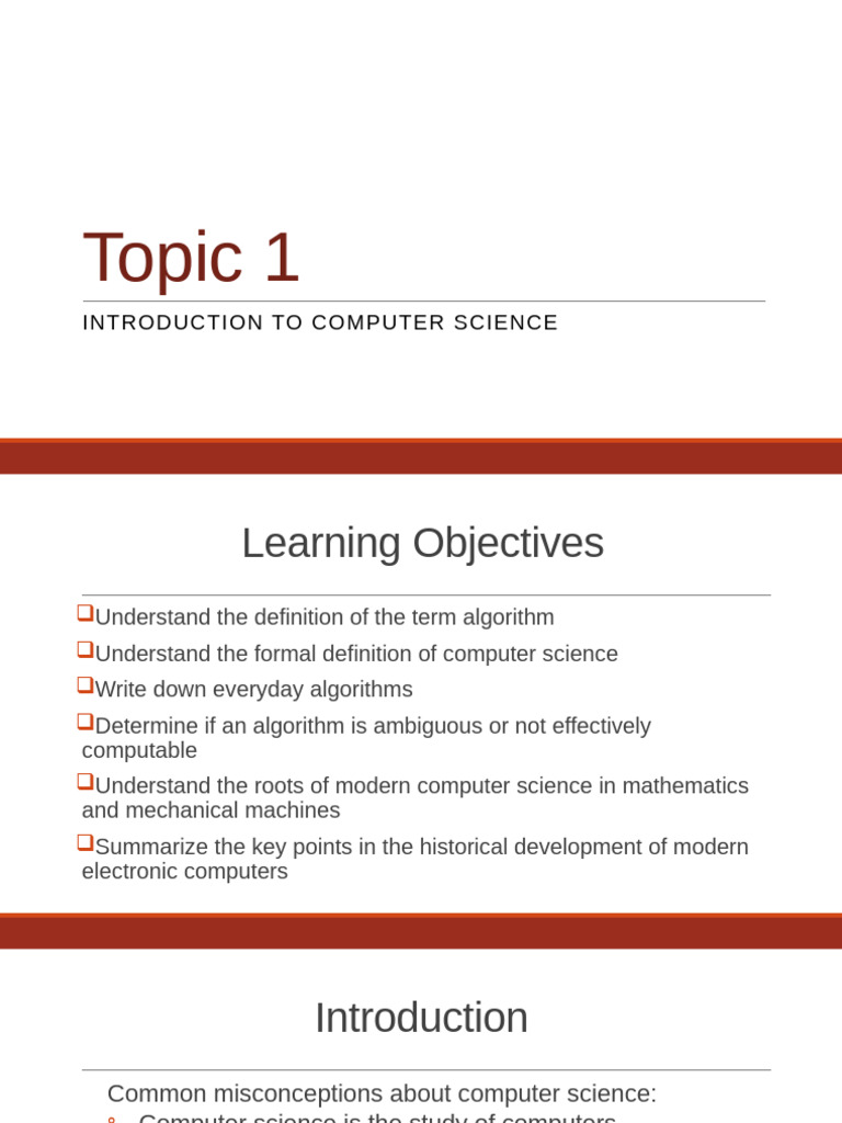 Topic 1 Introduction To Computer Science 2 | PDF | Algorithms ...