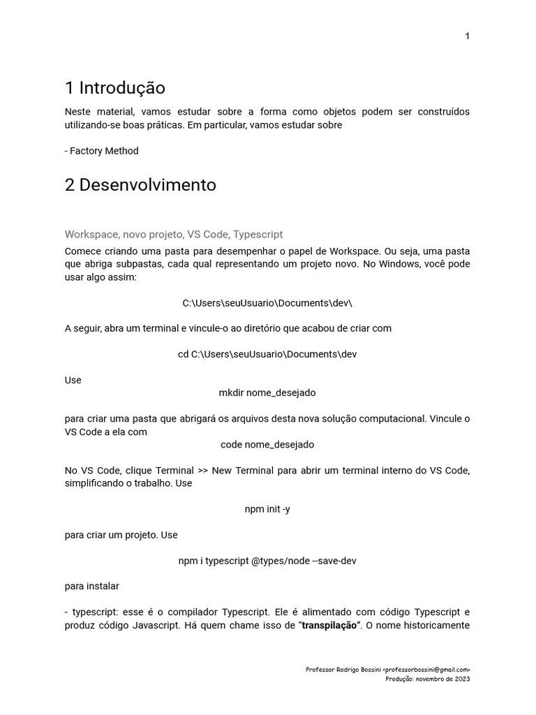 02 Apostila Design Patterns Typescript Factory Method | PDF | Padrão de design de software ...