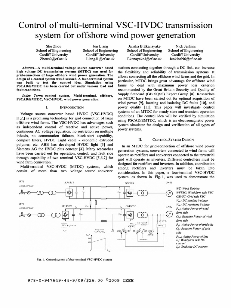 Paper 7 Control of Multi-Terminal VSC-HVDC Transmission System For Offshore Wind Power ...