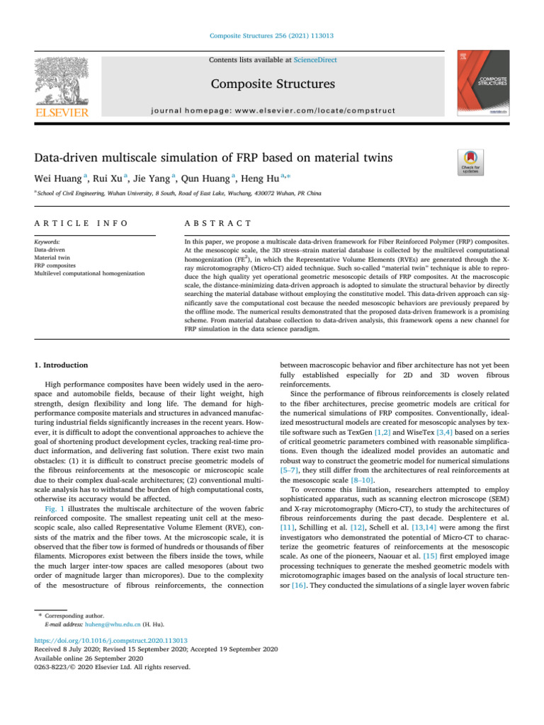 Data-Driven FRP Multiscale Simulation | PDF | Stress (Mechanics) | Bending