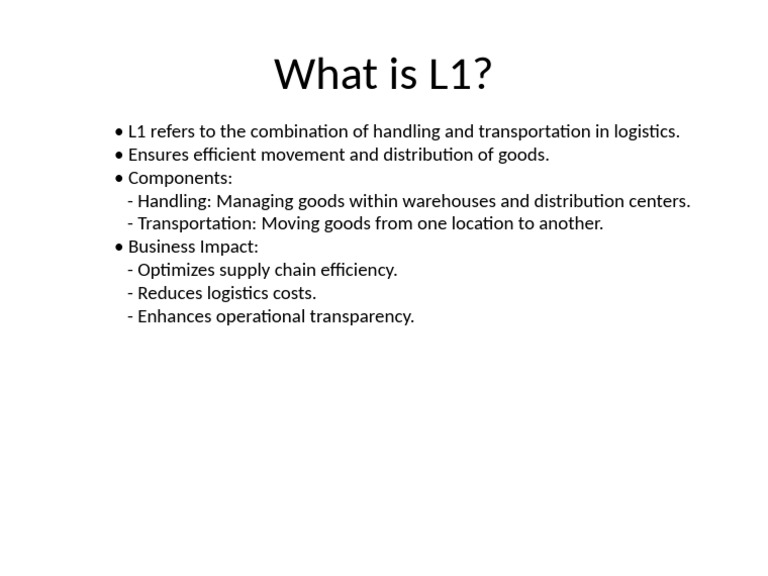 Understanding L1 in Logistics Management | PDF