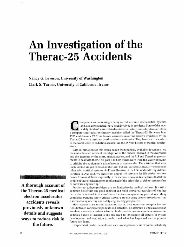 Therac-25 Accident Investigation Report | PDF