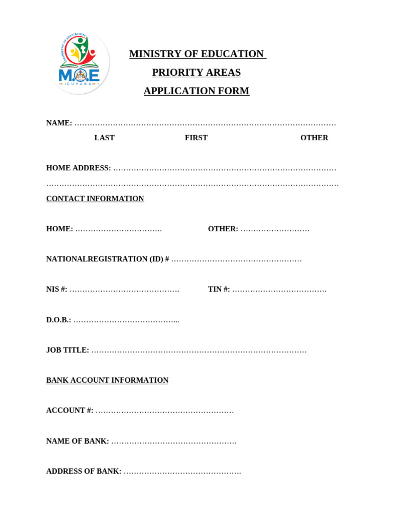Priority Areas Application Form | PDF