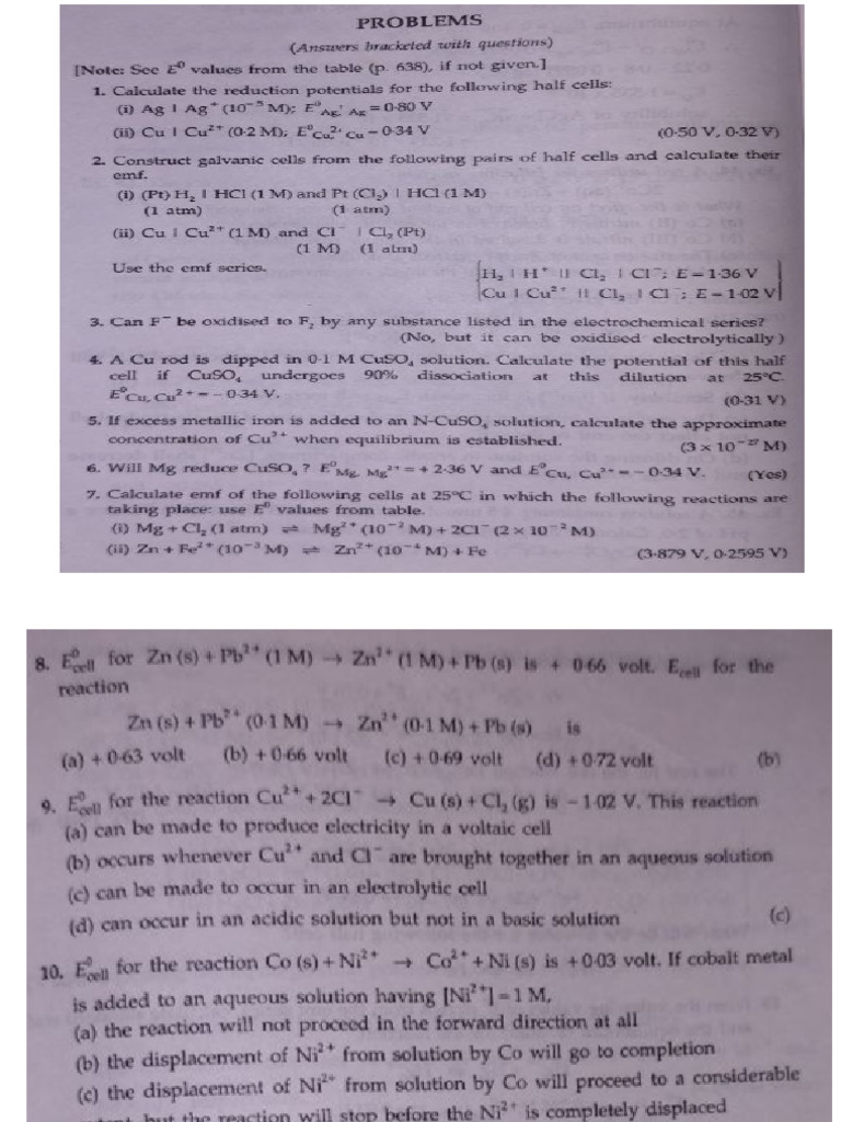 Electro Part 1 Include Class 12 Chemistry Chapter | PDF