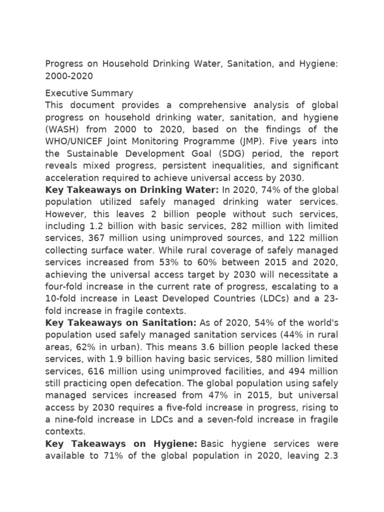 Progress On Household Drinking Water | PDF | Air Pollution | Water ...