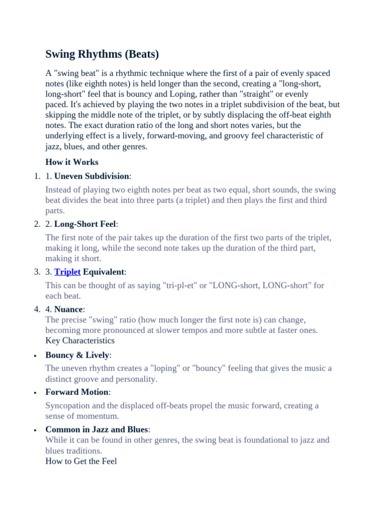 Understanding Swing Rhythms in Music | PDF | Rhythm | Musicology