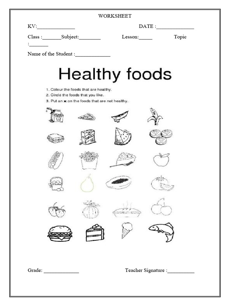 Class 1 EVS Worksheet Template | PDF