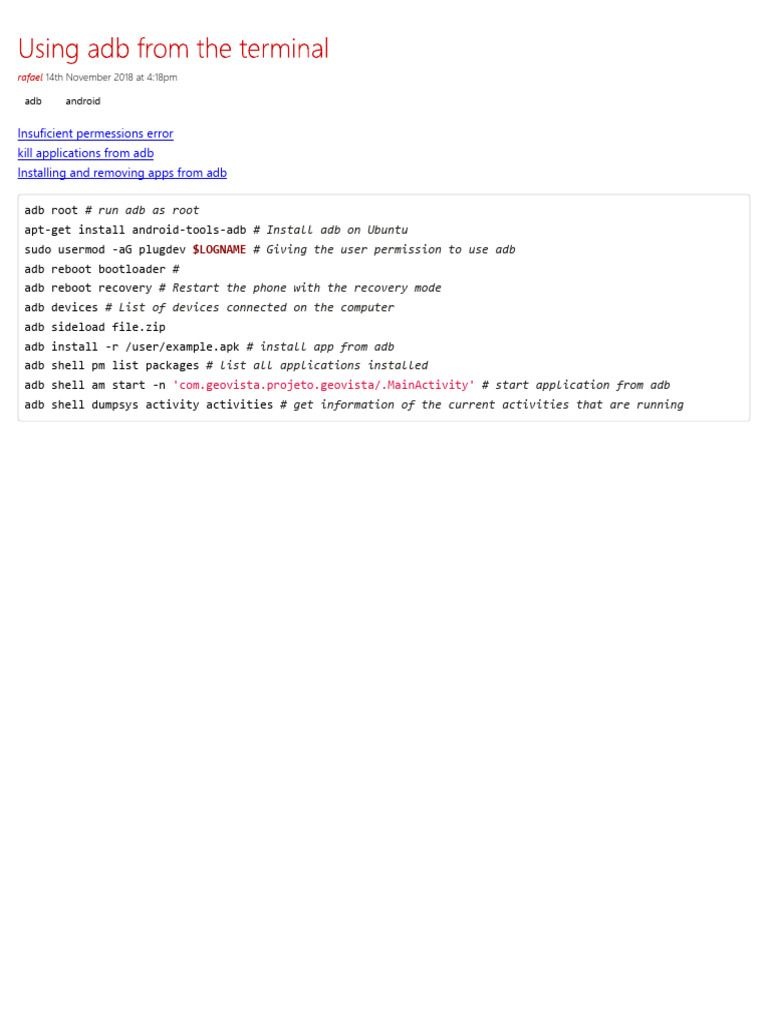 ADB Terminal Commands Guide | PDF