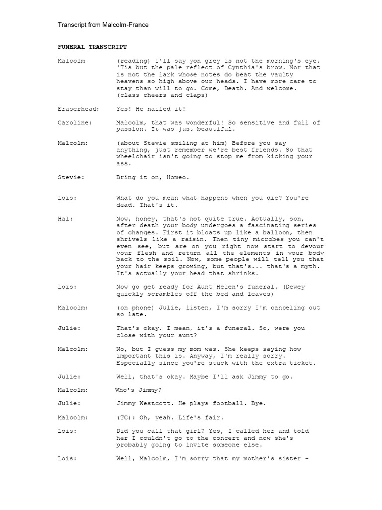1x11 Funeral Transcript Mitmvc | PDF | A Tale Of Two Cities | Les ...