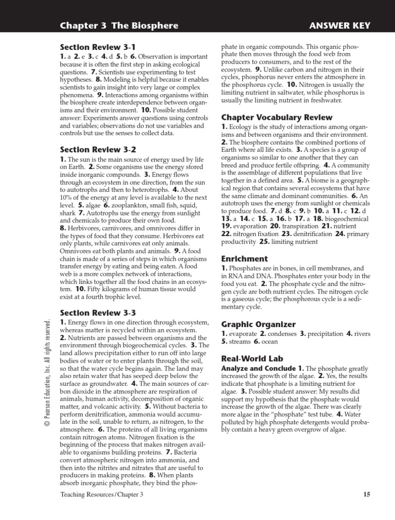 CH 3 Answer Key | PDF | Food Web | Ecosystem