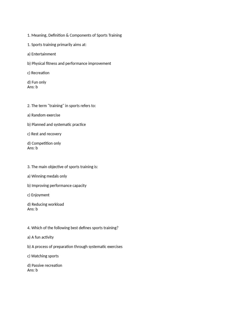 Components and Principles of Sports Training | PDF | Strength Training ...