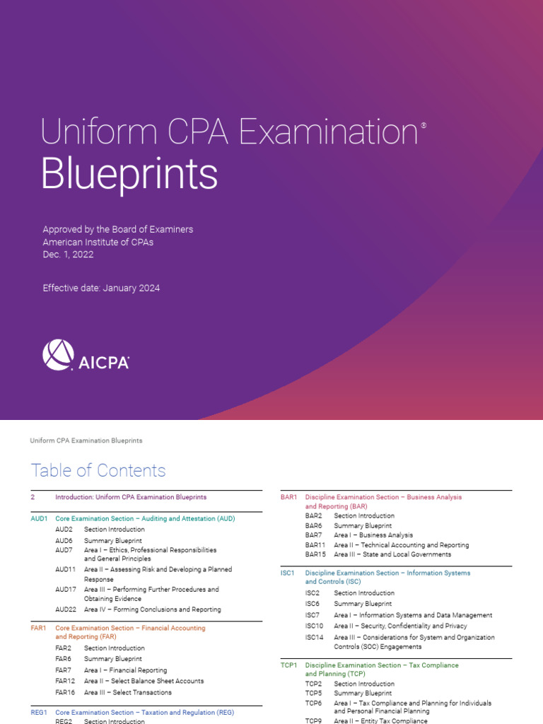Uniform Cpa Examination Blueprints 1-3-23 | PDF | Uniform Certified ...
