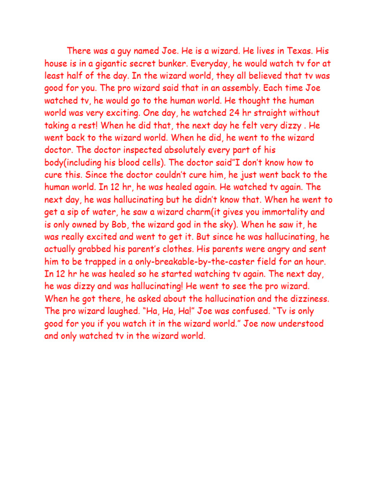 Joe's Wizard TV Misadventure | PDF