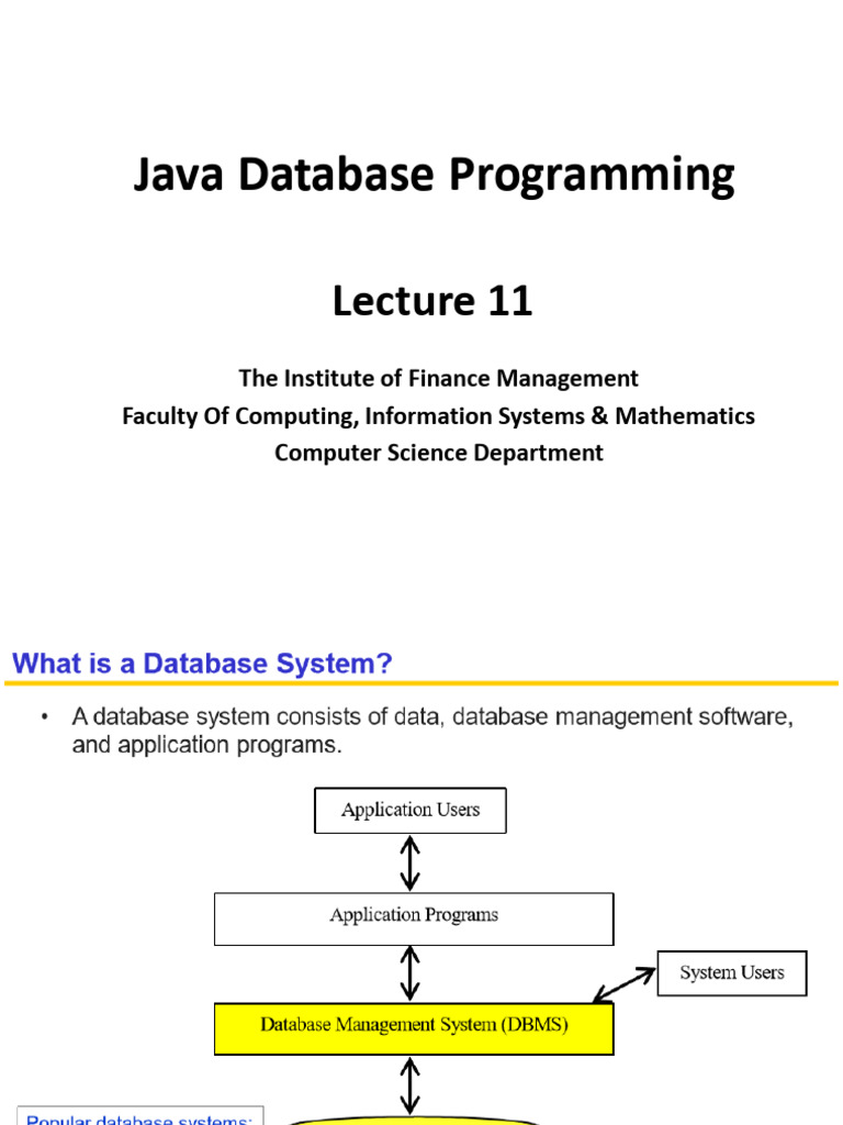 Lecture 11 - Java Database Programming | PDF