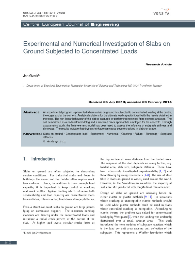Experimental and Numerical Investigation of Slabs On Ground Subjected ...