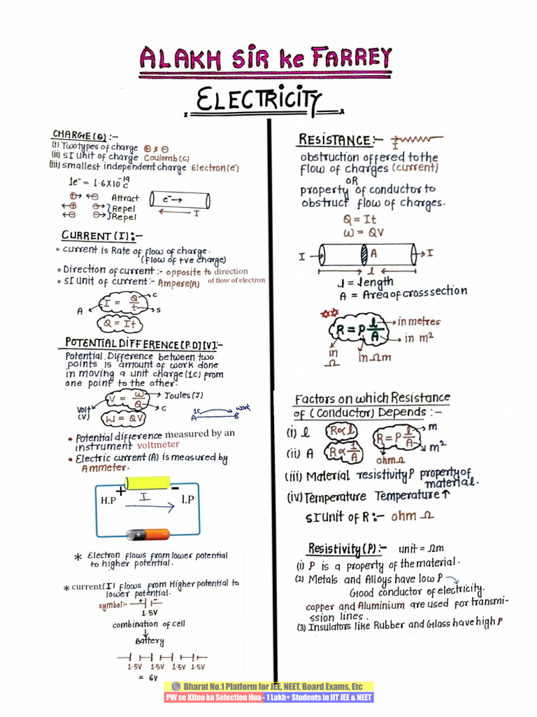Electricity Class 10 Notes (Mi) | PDF