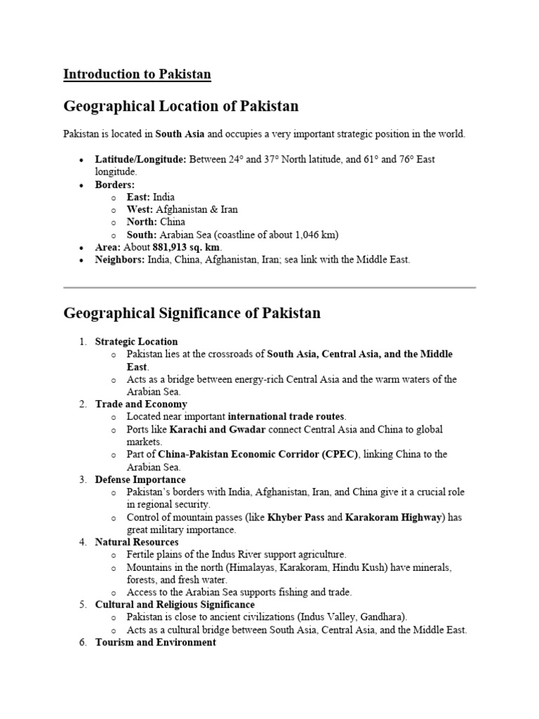 Geographical and Historical Overview of Pakistan | PDF | Indus River ...