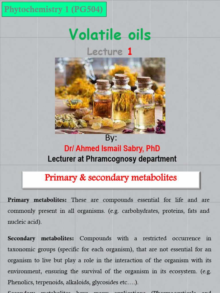 Volatile Oils: Properties and Uses | PDF | Essential Oil | Oil