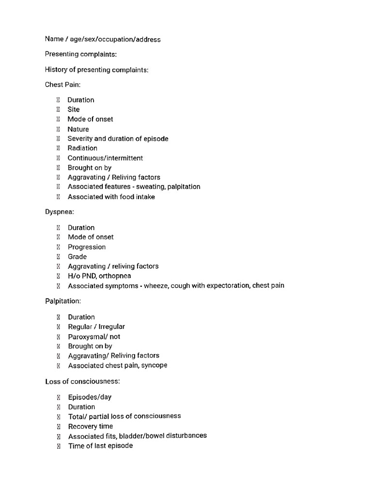 CVS History and Examination | PDF
