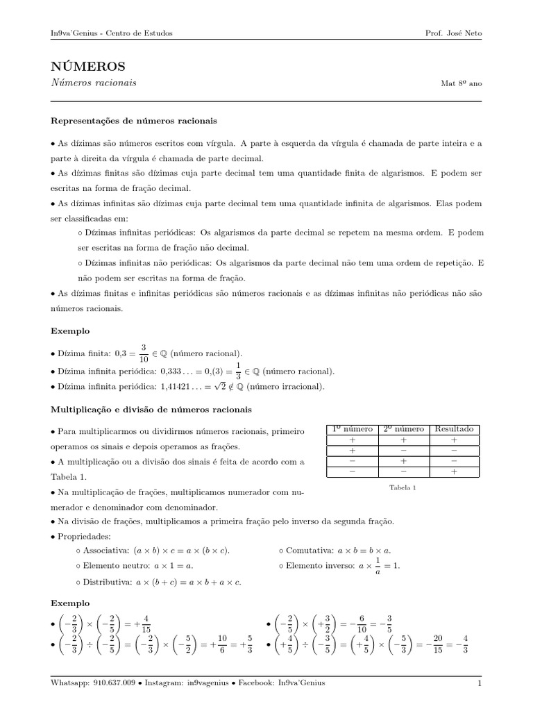 Mat8!01!01 Números Racionais | PDF | Número racional | Decimal