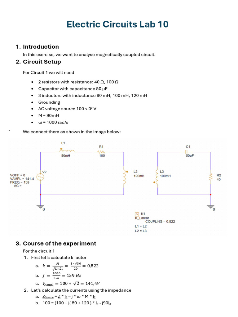 Electric Circuits Lab 10 | PDF