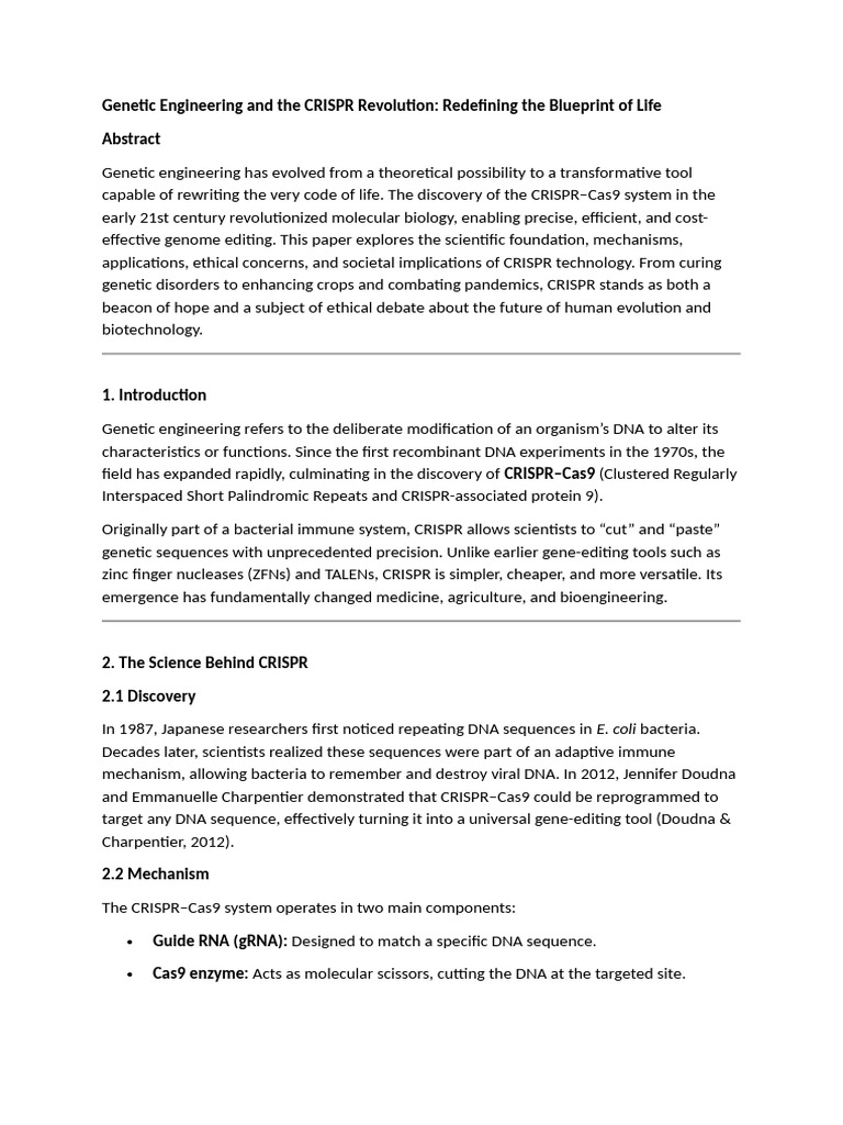 Genetic Engineering and The CRISPR Revolution | PDF | Crispr | Genetic ...