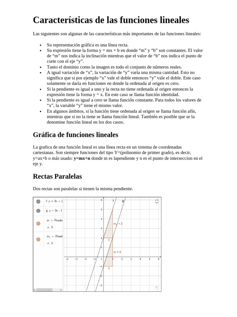 Características de Las Funciones Lineales | PDF | Funcion exponencial | Ecuación cuadrática