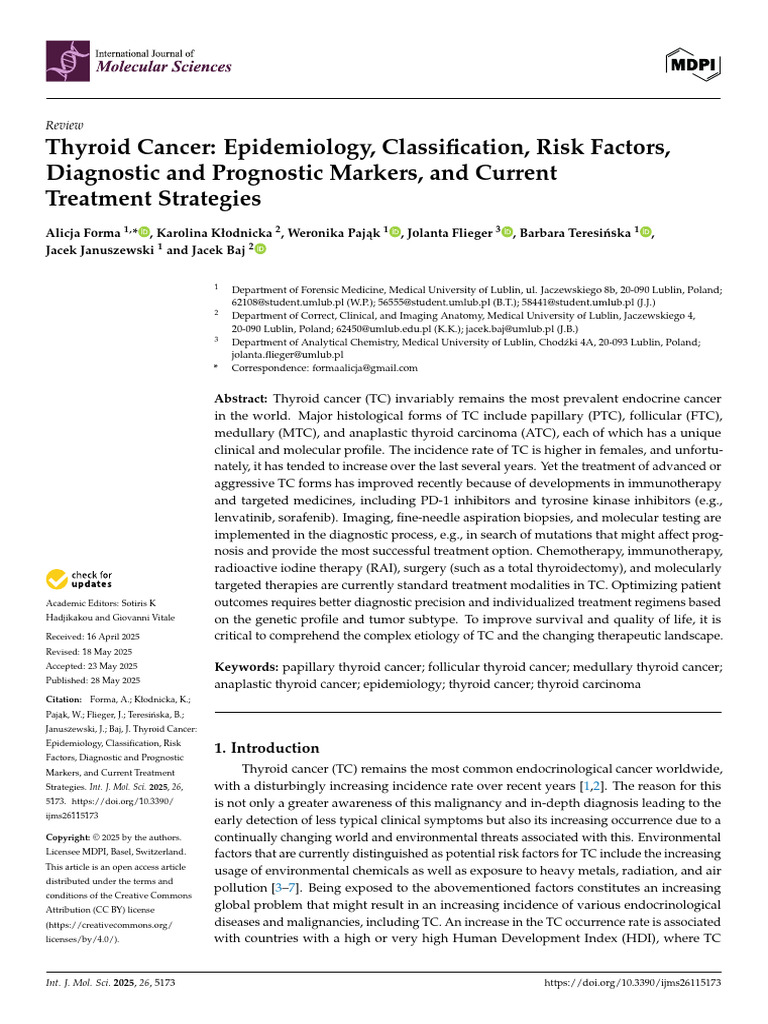 Thyroid Cancer Epidemiology, Classification, Risk Factors, Diagnostic ...
